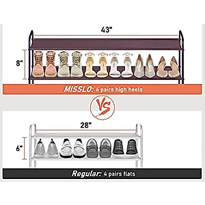 MISSLO Long 3 Tier Shoe Rack for Closet adn 4 Tier Long Shoe Organizer for Closet Shoe Organizer Storage Stackable Wide Shoe Shelf Holds Men Sneakers, Women Heels, Boots
