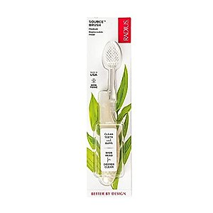 RADIUS Toothbrush Source Floss Brush BPA Free & ADA Accepted Improve Gum Health & Reduce Gum Issues - Medium - Starch - Pack of 1