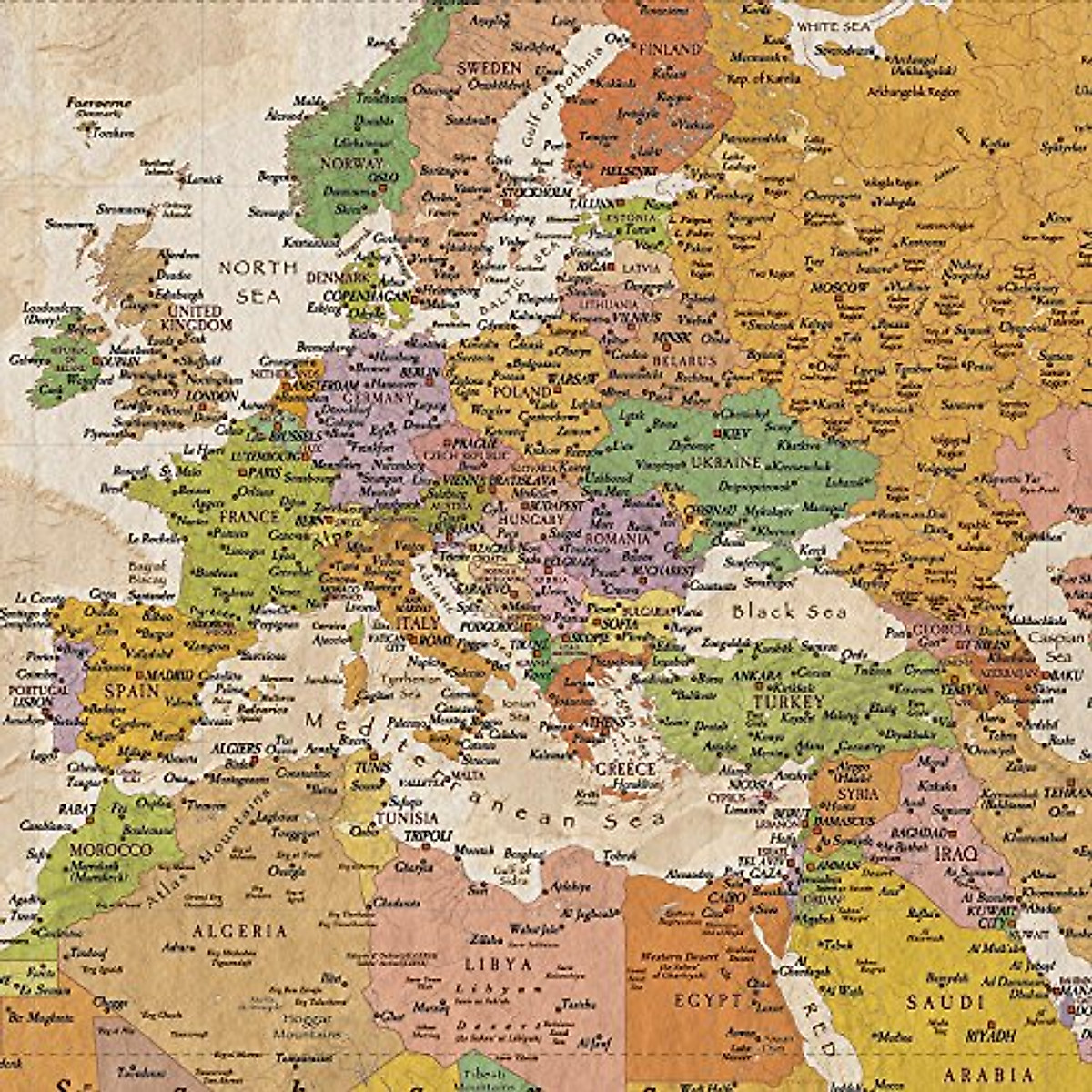 Close Up World map XXL Poster Vintage 2018- MAPS in Minutes® (55"x39")