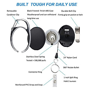 2 Packs Heave Duty Retractable Badge Reels with Carabiner Belt Clip and Key Ring, Badge Holders for ID Card Holders with 26.5 Inch Pull Cord (Black)