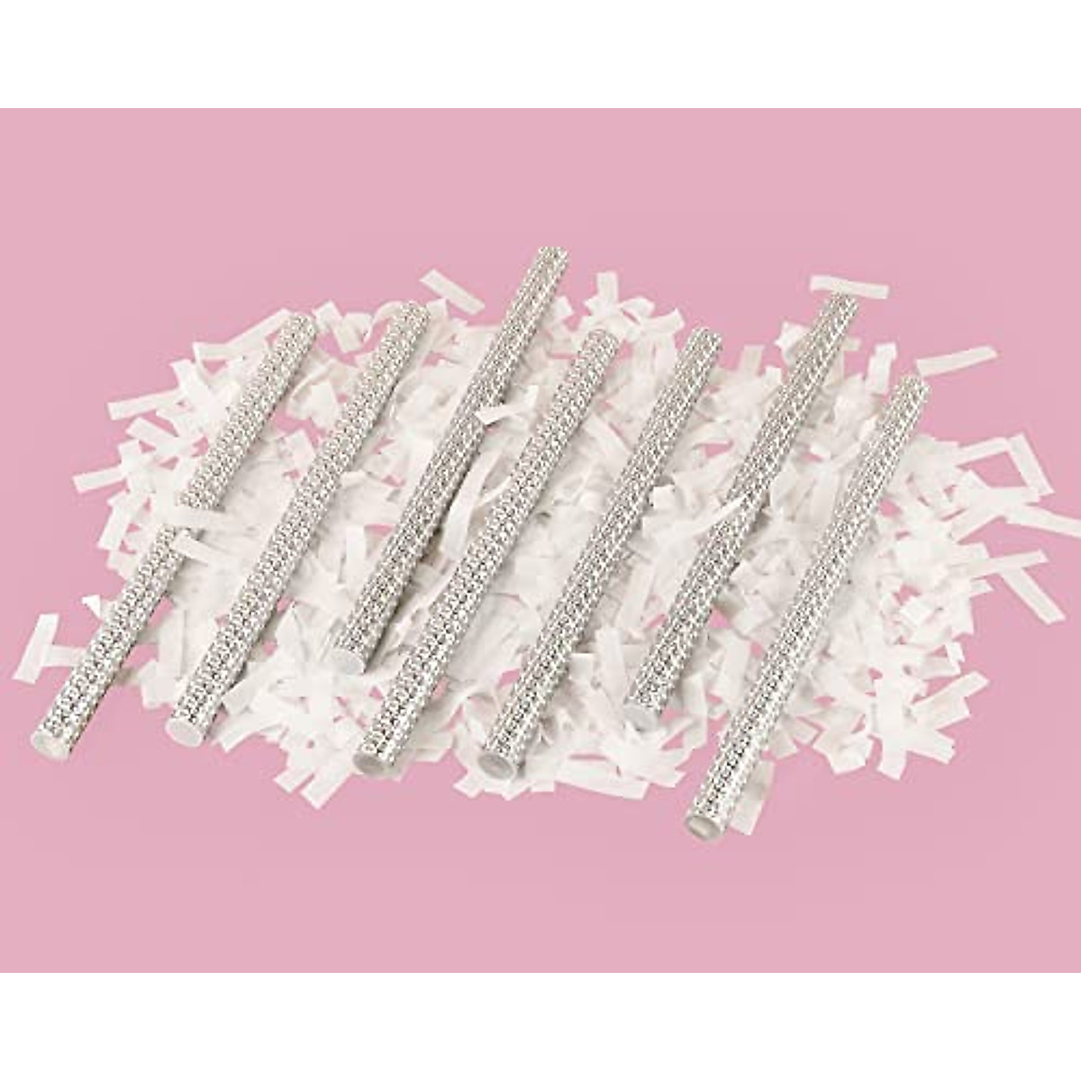 Battife 7Pack White Confetti Wands, Confetti Shoot Poppers, Tissue Paper Confetti Flick Flutter Sticks for Wedding Celebrations Anniversary Birthday Party, 14 Inch