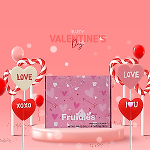Fruidles Valentine's Day Lollipop Sucker, Red Lips, Be Mine & Love You Heart Suckers, Individually Wrapped (24-Pack)