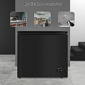 7.0 Cubic Feet Chest Freezer, Deep Freezer with Removable Basket, 7 Adjustable Thermostat, Easy Defrost Drain, Compact Small Freezers Free Standing Top Open Door for Homes