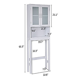 Wooden Over The Toilet Cabinet Storage,BestComfort Bathroom Organizer Over Toilet Storage, Above The Toilet Space Saver Cabinet (22.5" x 7.5" x 61")