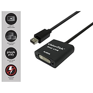 VisionTek Mini DisplayPort to Dual Link DVI-D Active Adapter (M/F) - 900640