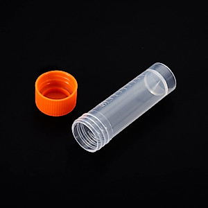 PATIKIL 5mL Plastic Test Tubes, 12 Pack Frozen Container Storage Screw Cap for Lab Laboratory Science, Clear