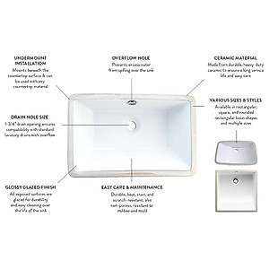 Elements of Design Kingston Brass LB18127 Fauceture Courtyard Undermount Bathroom Sink with Overflow, 18.25 x 11.94 x 6.88, White