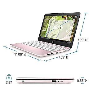 HP Diagonal HD Stream PC Laptop, Intel Celeron N4020 Processor, 4GB RAM, 64GB EMMC, 802.11ac, Bluetooth 4.2, HDMI, Windows 10 (Rose Pink), 11-11.99 inches (HP11ak)