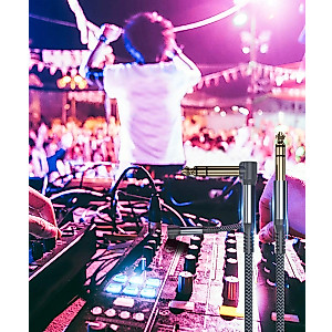 Elebase 1/4 Inch TRS Instrument Cable 10ft 2-Pack,Right-Angled to Straight 6.35mm Male Jack Stereo Audio Cord,6.35 Balanced Interconnect Line for Electric Guitar,Bass,Keyboard,Mixer,Amplifier,Speaker