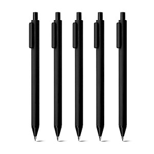 KACO Retractable Gel Pens 0.5mm Extra Fine Point, Pack of 10, Black Barrel with Black Ink
