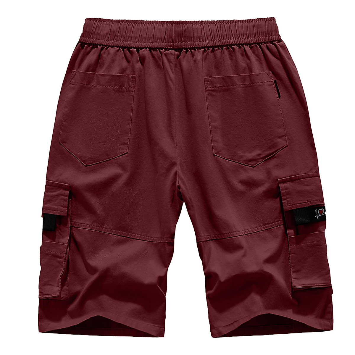 APTRO Men's Elastic Waistband Cotton Cargo Shorts Relaxed Fit Summer Casual Shorts A901 Wine 2XL