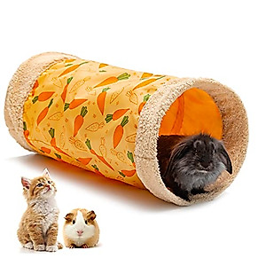 ORZECHKO Rabbit Hideout Tunnel - Small Animal Tunnel Tube House Indoor for Bunny Guinea Pig Rat Hamster Ferret Chinchilla - Playing Sleeping Resting Soft Fleece Foldable Nest Habitat