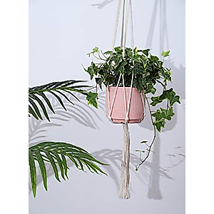 POTEY 053206 Ceramic Planter Pots - Glazed Modern Planters Flower Pot Indoor Bonsai Container with Drainage Holes & Saucer for Plants Aloe(5.1 + 4.2 Inch, Shiny Pink, Set of 2, Plants Not Included)