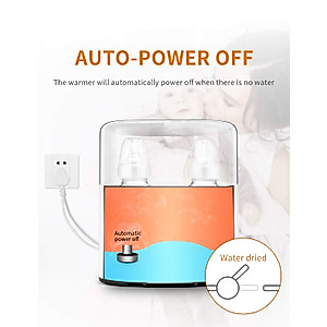 Baby Bottle Warmer, Fast Milk Warmer for Breastmilk Formula, Baby Food Steamer, Fits 2 Bottles, Accurate Temperature Control, with Defrost, Steam Water Boiler, Heat Baby Food Jars Function