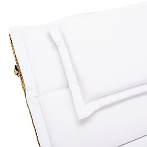 SAFAVIEH Outdoor Collection Carew Natural/White Cushion 3-Piece Chaise Lounge Chair Set with Table (PAT7720D)