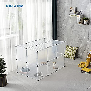 BRIAN & DANY 2-Tier Small Animals Playpen, Portable Pet Playpen Indoor with 2 Doors for Puppy, Hamsters, Guinea Pig, Rabbits - 28 Panels, 43.1" x 27.5" x 27.5"