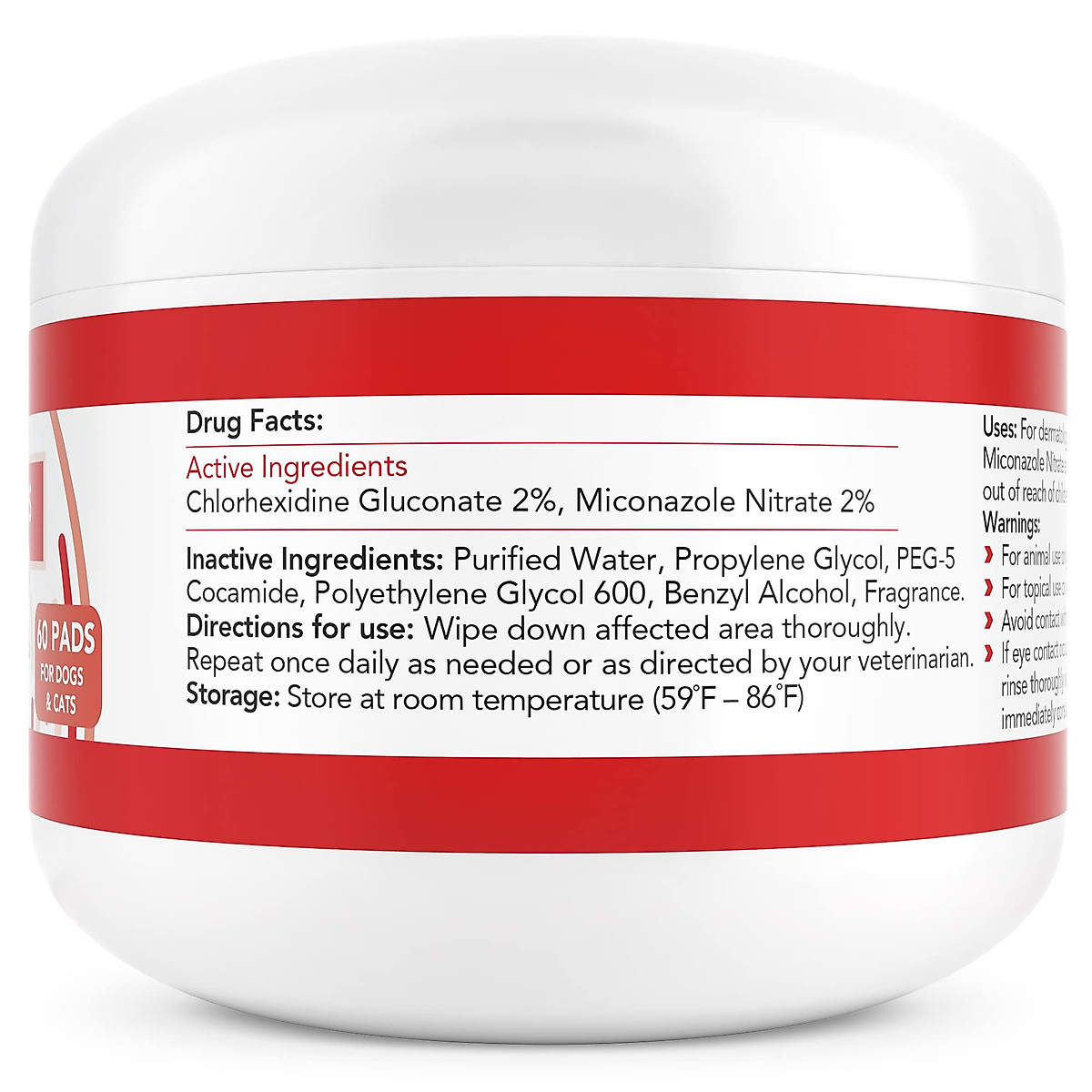 Nootie Medicated Dog Wipes, Chlorhexidine & Miconazole Pet Wipes for Dogs & Cats - 2” Small Wipes, 60 Count - Sold in Over 10,000 Vets & Pet Stores