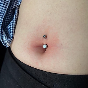 FINE4U Titanium Belly Button Rings 14G 10mm - ASTM F136 Implant Grade Real Titanium Belly Ring, Internally Threaded Hypoallergenic Navel Piercing Jewelry for Gift idea (Clear)