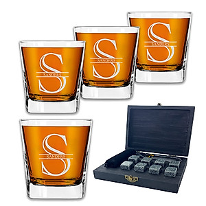 Custom Whiskey Glasses For Men - Premium Scotch Box Engraved Gift for Husband, Dad, Boyfriend - Personalized Bar Gifts for Bourbon Lovers - Christmas, Anniversary, Birthday