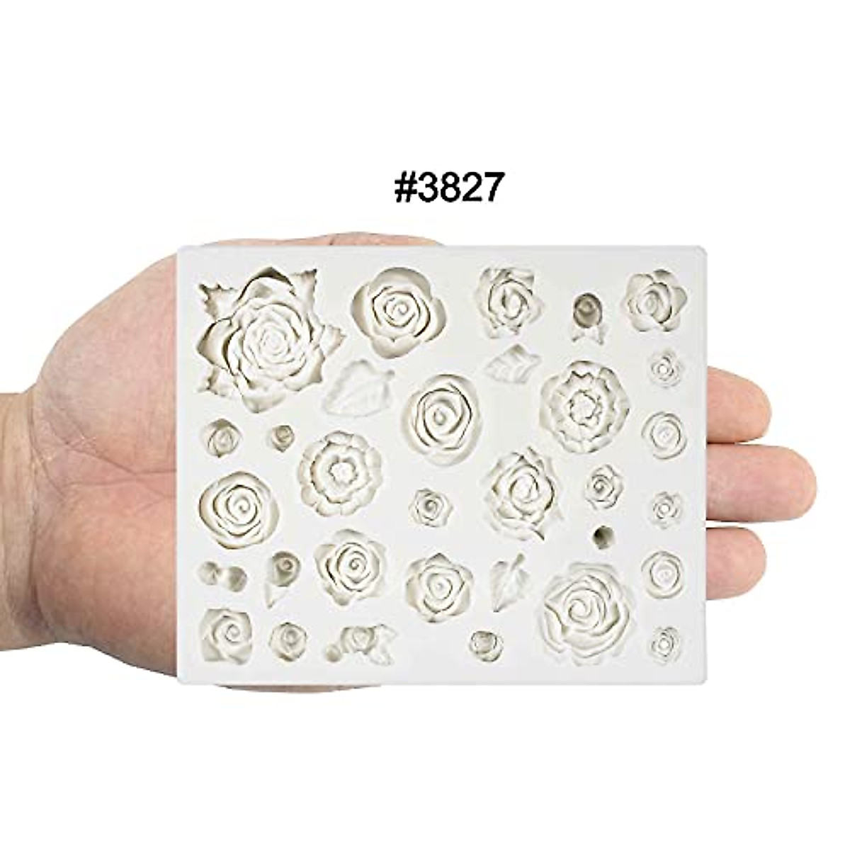 Funshowcase 32 Cavity Roses Flower Fondant Candy Silicone Mold for Sugarcraft Cake Decoration, Cupcake Topper, Polymer Clay, Soap Wax Making, Resin Jewelry Casting Crafting Projects