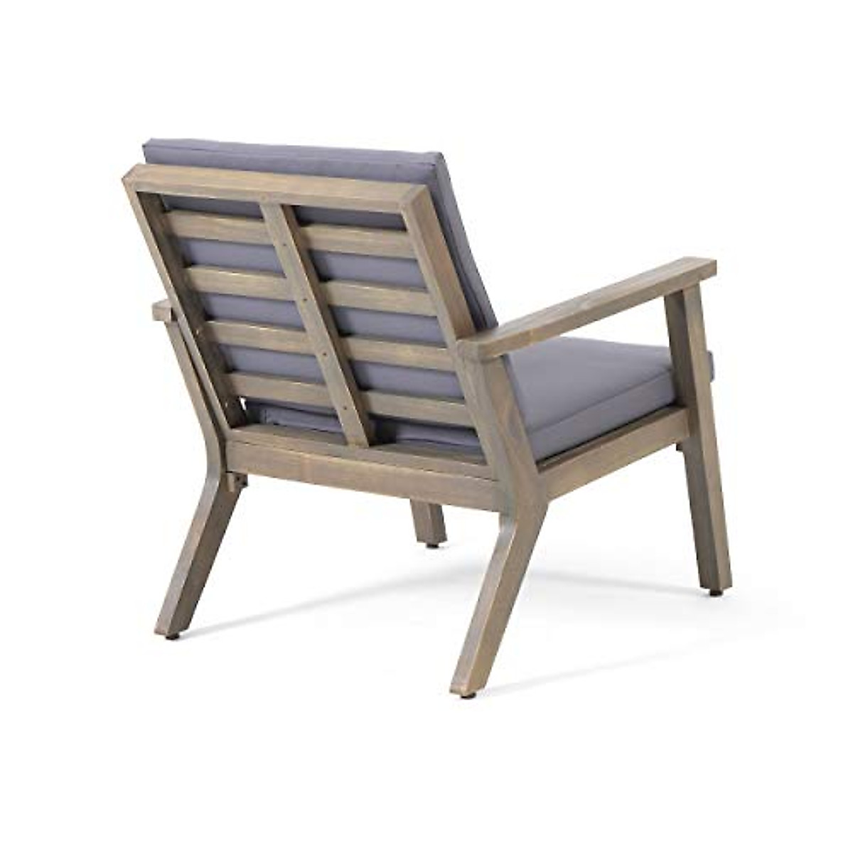 Christopher Knight Home Carlos Outdoor Acacia Wood Club Chairs with Cushions (Set of 2), Gray Finish, Dark Gray