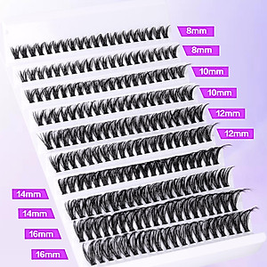 Lash Extension Kit Bond and Seal 200pcs DIY Lash Clusters Kit 8-16MM CD Curl Eyelash Extension Kit Wispy Individual Lashes Kit Eyelash Clusters by Ruairie