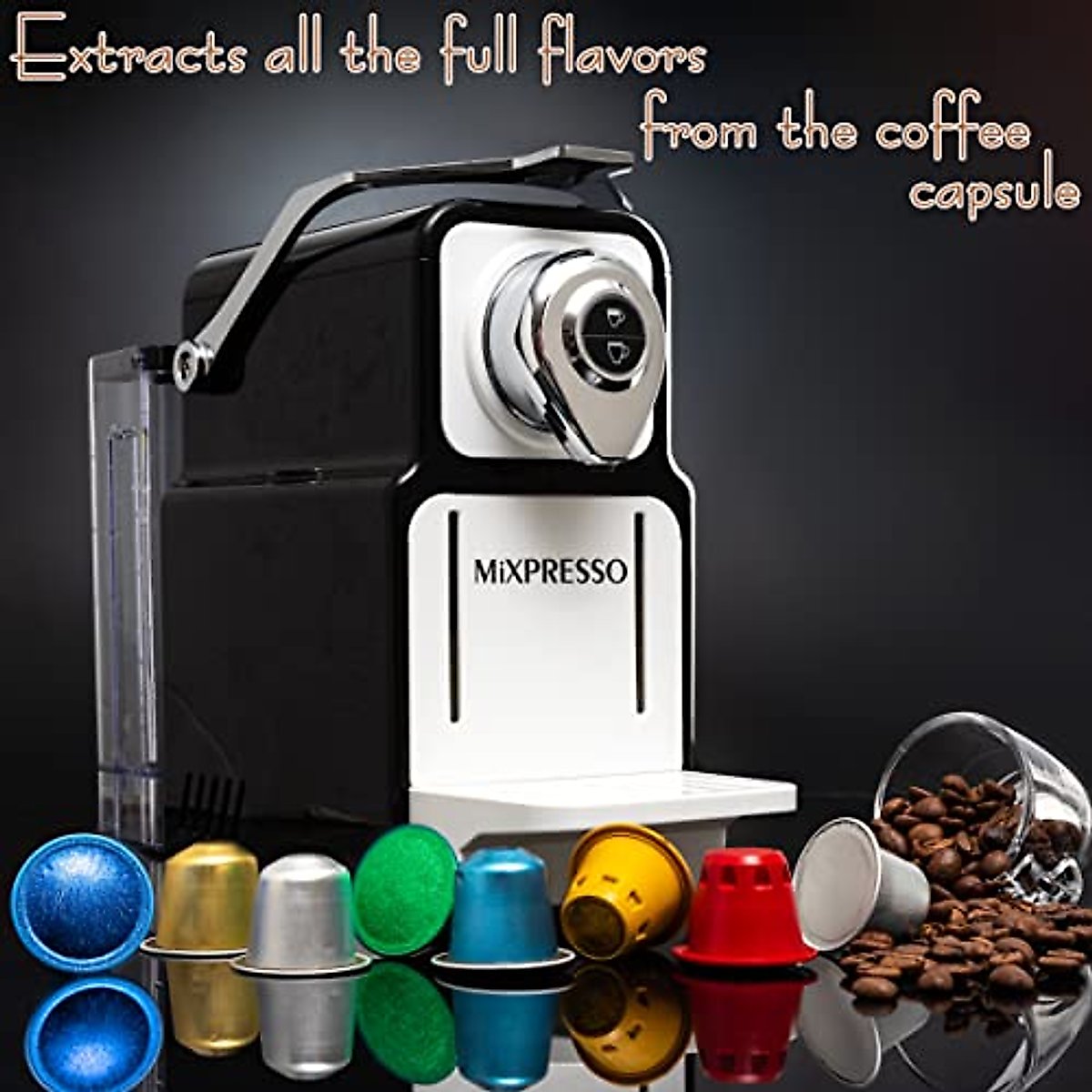 Mixpresso Espresso Machine for Nespresso Compatible Capsule, Single Serve Coffee Maker Programmable Buttons for Espresso Pods, Premium Italian 19 Bar Pressure Pump 23oz, Small Espresso Machine 1400W