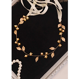 Kercisbeauty Gold Leaf Headband for Women Wedding Bridal Boho Hair Piece Dainty Hair Accessories for Special Occasion