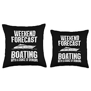 Yacht Boating Gift Boat Accessories & Boater Stuff Cute Drinking Art for Men Women Boating Pontoon Captain Throw Pillow, 16x16, Multicolor