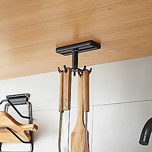 Wall Mounted Hook Rack Hanger, Rotating Removable Hooks Spatula Spoon Hanging Storage Holder Kitchen Supplies (Single Without Hook)