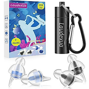 Laudexua High Fidelity Concert Ear Plugs, 2 Pairs Ear Protection Musician Earplugs for Concerts, Music Festival, Motorcycle, and Other Noise Reduction Events