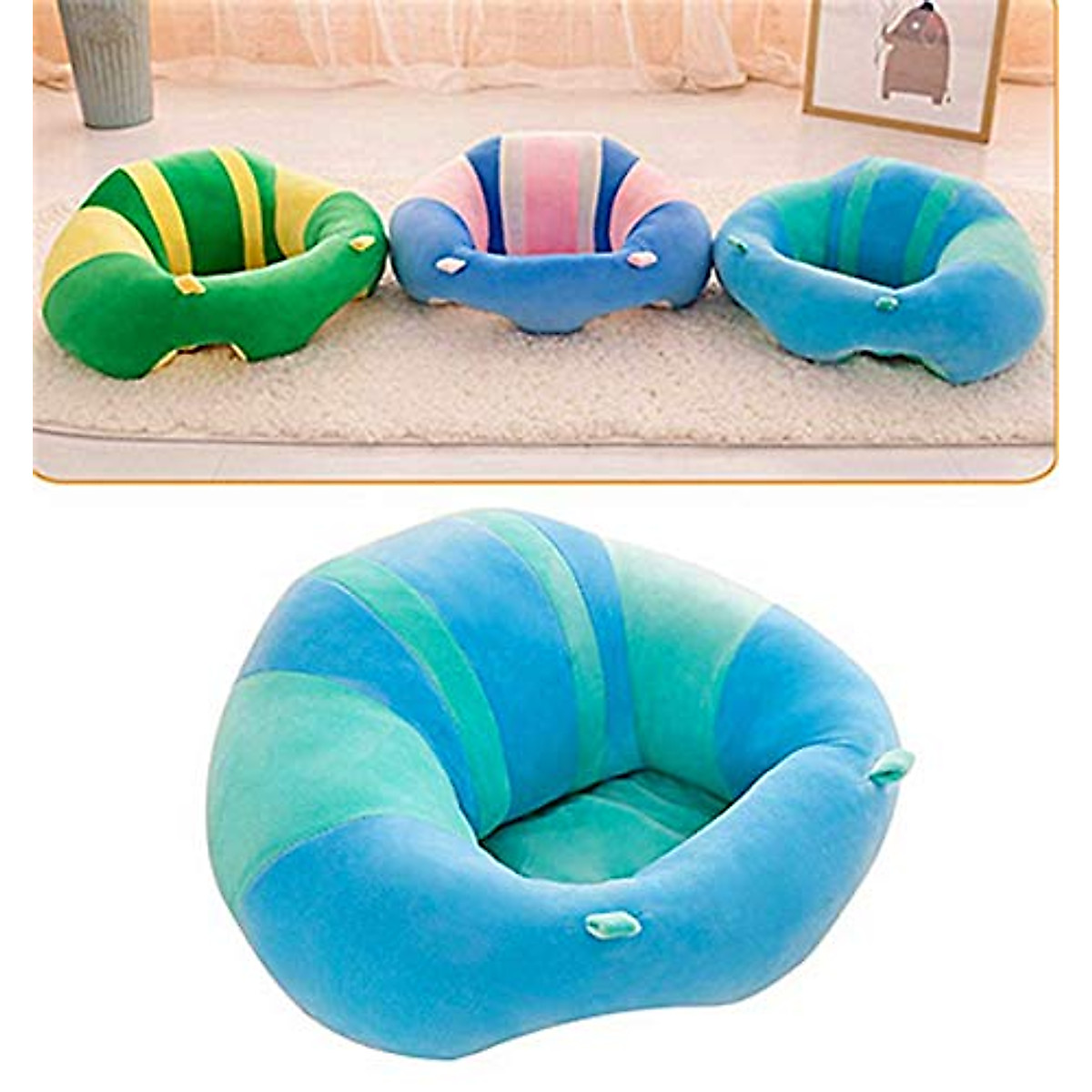 SealSee Baby Support Seat Sofa Plush Soft Animal Shaped Baby Learning to Sit Chair Keep Sitting Posture Comfortable for 3-16 Months Baby (Blue)