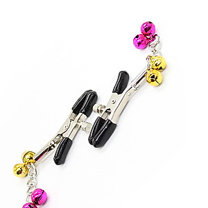 alievoke Nipple Clamps Bells Sexual Pleasure Non Piercing Adjustable Chain Nipple Clip on Jewelry Breast Clamps with Storage Bag (1 PCS)