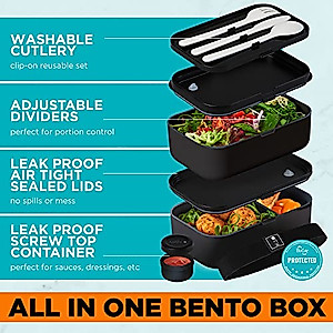 KARRICO XL Bento Box | 68 fl oz Larger Size for Adult Portions | 100% Leakproof | Work Lunch Portion Control | BPA Free Microwave & Dishwasher Safe