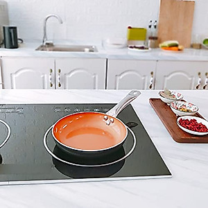 SHINEURI 5 Pieces Copper Cookware Copper Pans and Pot Nonstick Pot and Pans Copper Nonstick Cookware, Ceramic Pot and Pans, Copper Pot - 8 inch Pan, 9.5 inch Frying Pan and 2.5 qt Pot with Lid