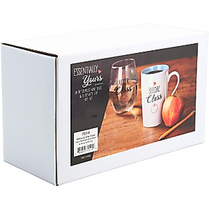 Pavilion Gift Company Before & After Class - 18 oz. Stemless Glass & 15 oz. Latte Cup Set