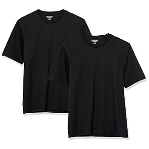 Amazon Essentials Men's Regular-Fit Short-Sleeve Crewneck T-Shirt, Pack of 2, Black, X-Large