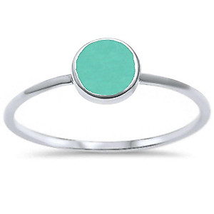Oxford Diamond Co Sterling Silver Round Simulated Turquoise Ring Sizes 7