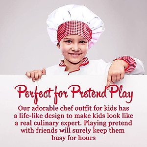 Chef Costume for Kids, Children's Chef's Coat Outfit, Career Costume for Kids, Toddler Dress Up Set for Pretend Play - Chef Accessories for Boys and Girls