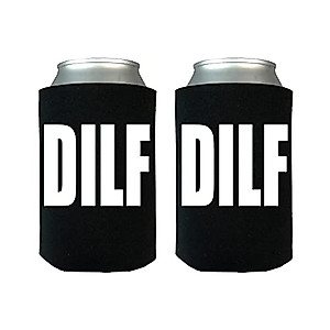 Funny DILF Collapsible Beer Can Bottle Beverage Cooler Sleeves 2 Pack