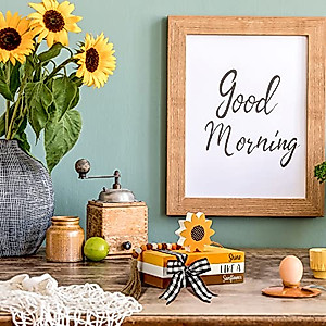 Queekay Tiered Tray Decor, Decorative Fake Book Decor Rustic Wooden Fake Old Books Home Mantle Decor for Spring Summer Fall Table Shelf Mantle Decorations(Sunflower)