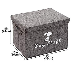 Geyecete Linen Storage Basket Bin Chest Organizer - Perfect for Organizing Dog Apparel & Accessories Storage, Dog Shirts, Dog Coats, Dog Toys, Dog Clothing, Dog Dresses, Gift Baskets - Gray