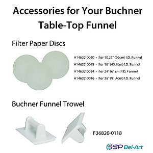 SP Bel-Art Polyethylene Buchner Table-Top Funnel with Perforated Removable Plate; 10.25 in. I.D, 8 in. Height (H14627-1260), White