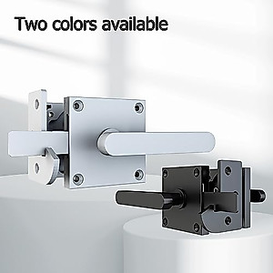 JUBEST Double Side Gate Latches, Heavy Duty Gate Latch Outdoor Fence Gate Hardware for Wooden Gates, Pool Gate, Backyard, Garden Gate, Silver