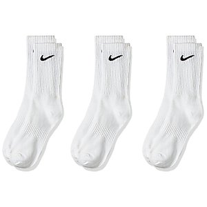 Nike Unisex Everyday Lightweight Crew Training Socks (3 Pair) (White/Black, M)