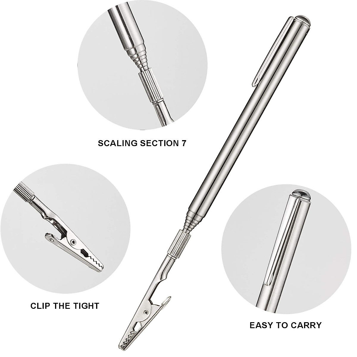 2 Pieces Telescoping Clip Telescopic Metal Wire Joint Clamp with Pen Clip Extendable for Mechanics Home Automobile Repairing Jewelry Fastening Picking Items (Range 8.27-36 Inch)