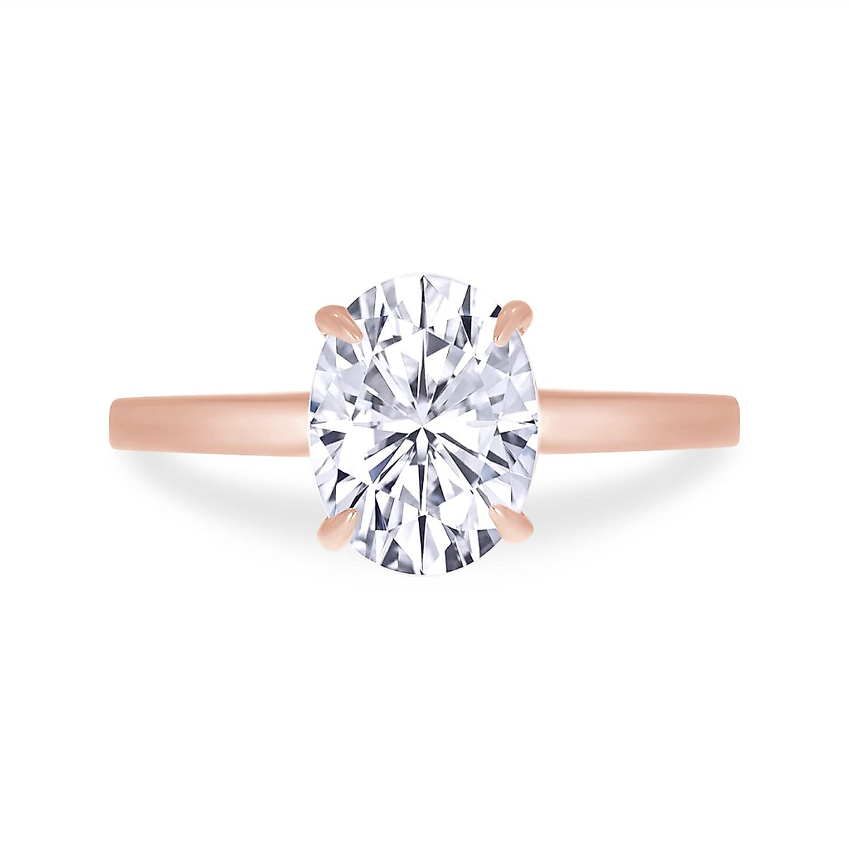 SAVEARTH DIAMONDS 1 1/3 CT Oval Cut Lab Created Moissanite Diamond Solitaire Engagement Ring For Women In 14k Rose Gold Plated 925 Sterling Silver (Clarity : VVS1,1.30 Cttw)-5