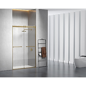 Elegant Kitchen and Bath SD202-4876BGD Frameless Shower Door 48 x 76 Brushed Gold