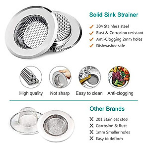 4 Pack Kitchen Sink Strainer Drain Stopper, Anti-Clogging Sink Strainer Basket Catcher, Stainless Steel Garbage Disposal Sink Plug for Most Drain