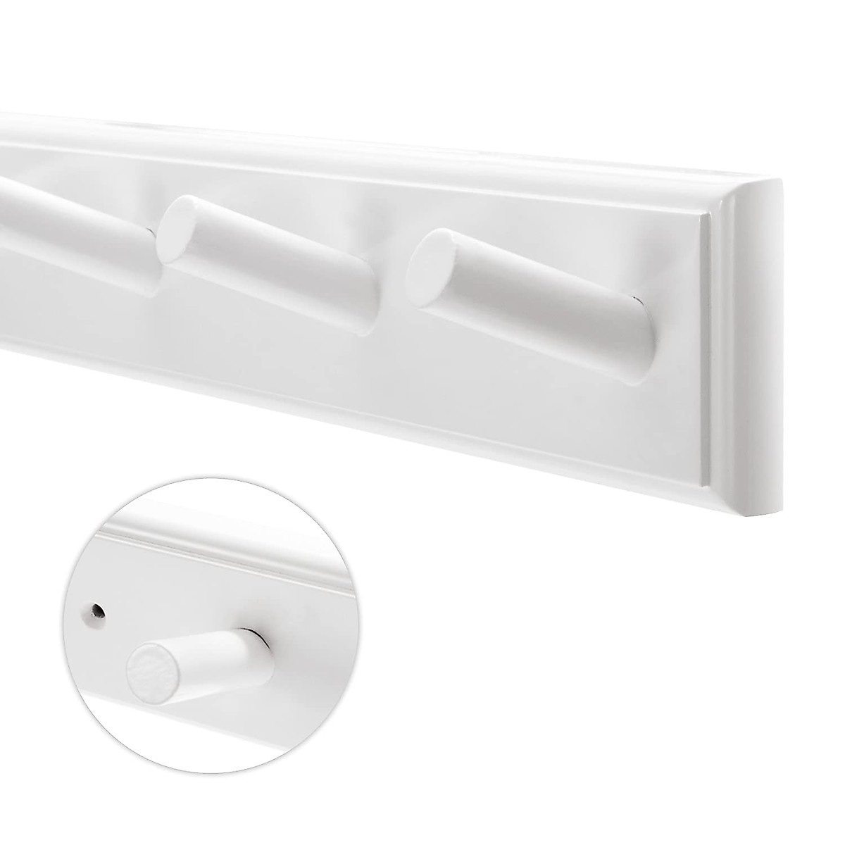 horkmous 2PCS Coat Rack Wall Mounted, Long 38'' Wooden Wall Coat Hooks with 10 Pegs, Wall Peg Rail Hangers for Hanging Towels, Hats, Backpacks, Clothing, Caps(White)